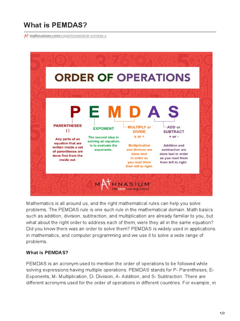 What Is PEMDAS - Redoslijed Računanja | PDF | Mathematics | Applied Mathematics