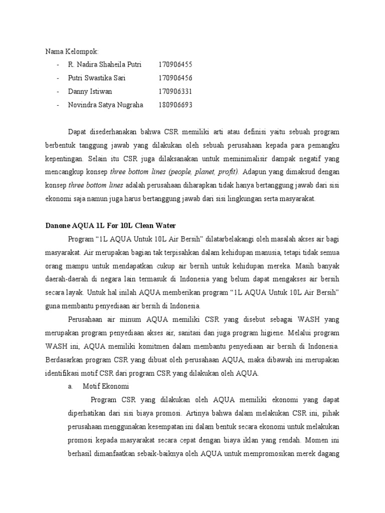 TUGAS 3 (Motif CSR) | PDF | Ilmu Sosial