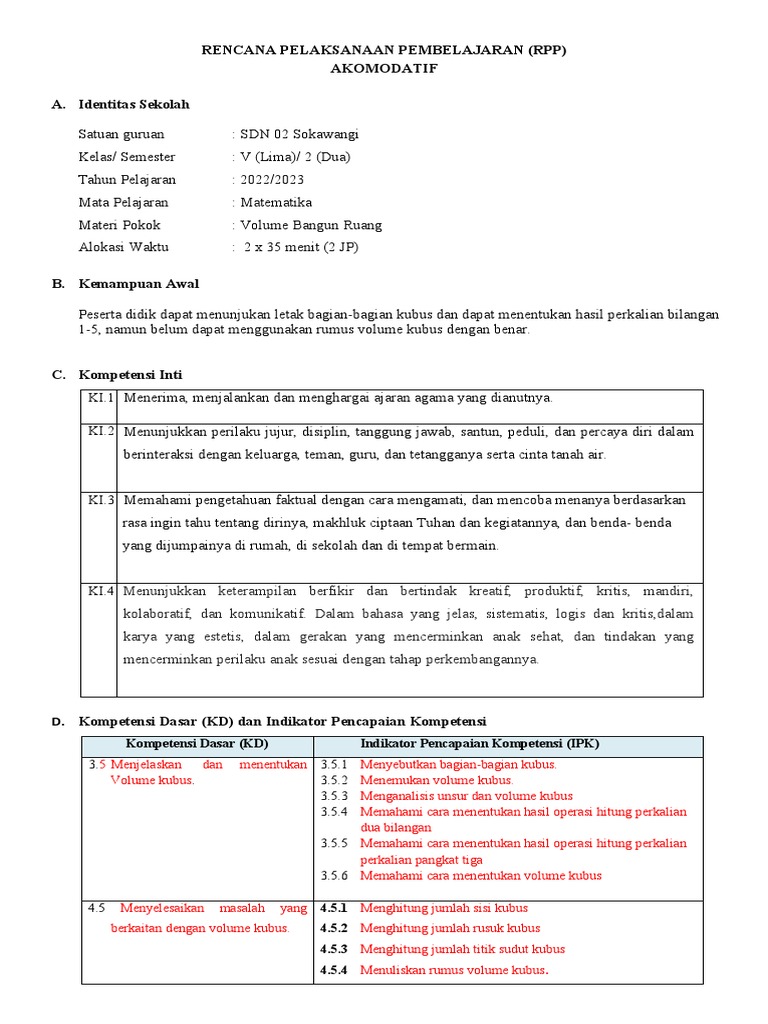 Rpp Akomodatif (Ok) | PDF