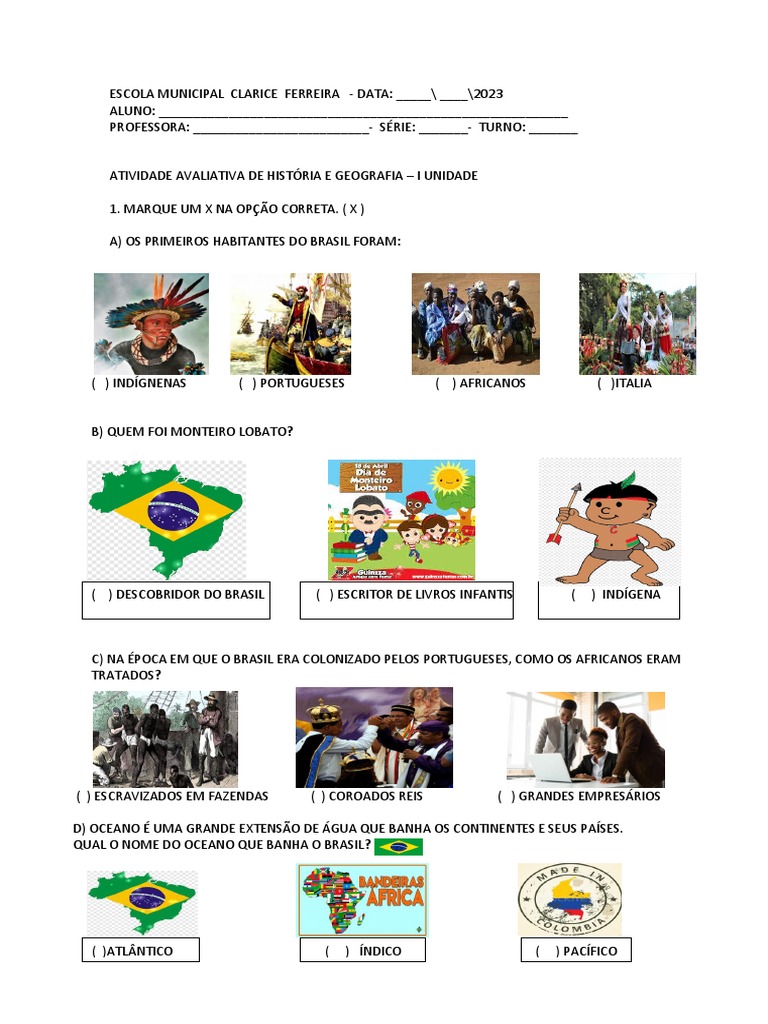 Avaliação Adaptada de História e Geografia | PDF