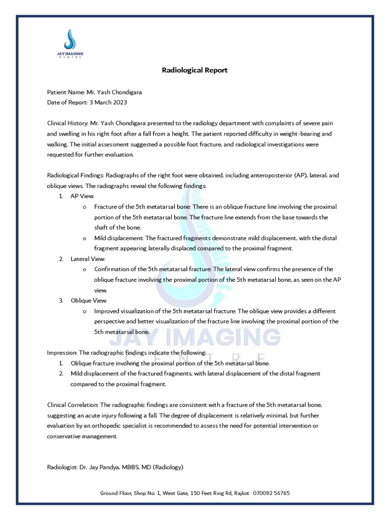Radiological Report | PDF