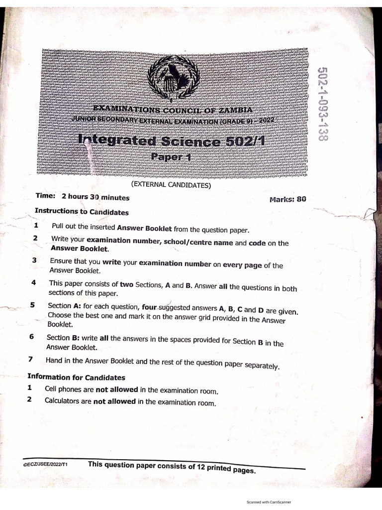 G9 Integrated Science Ext 2022 | PDF