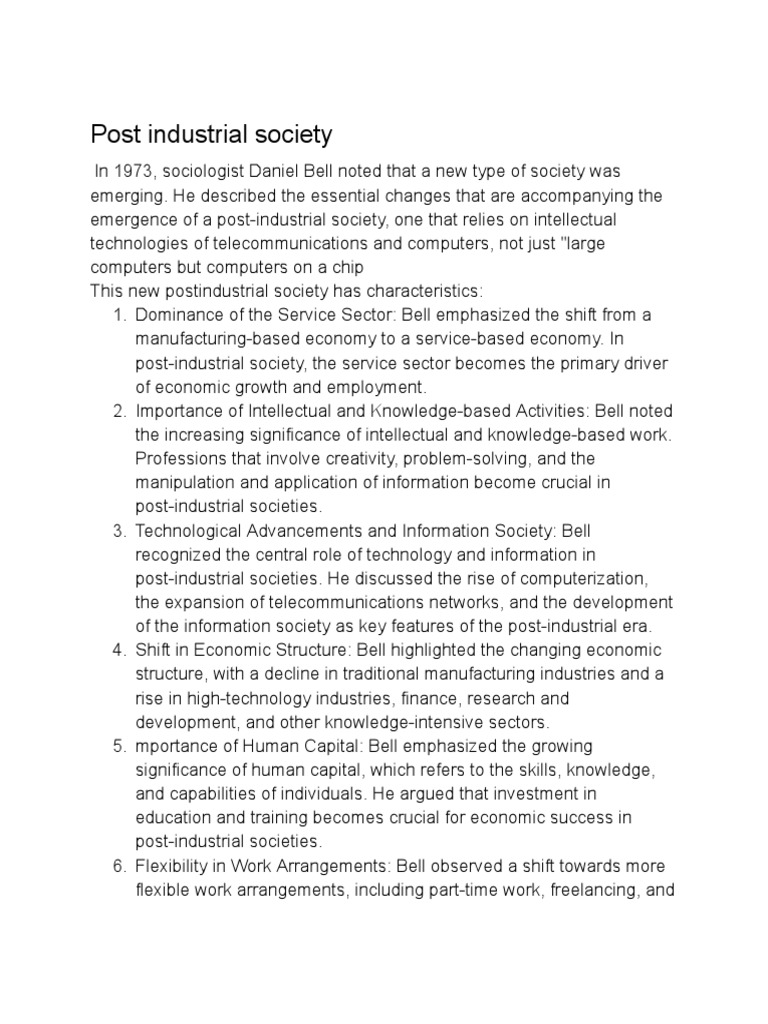 Post Industrial Society | PDF
