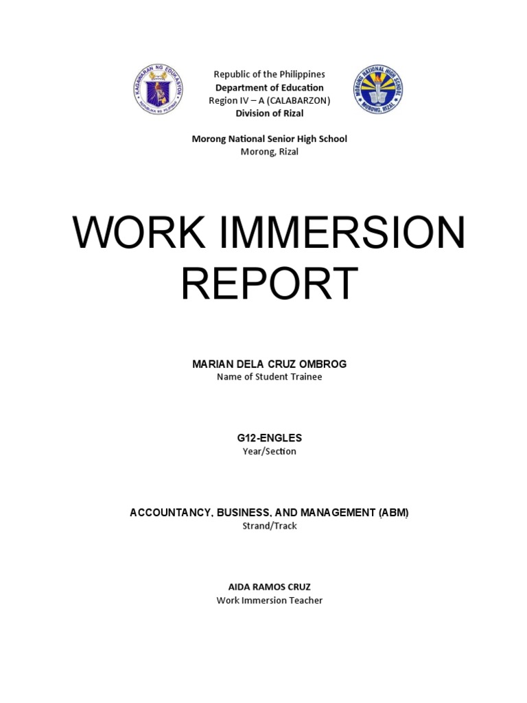 Work Immersion Portfolio Guide | PDF | Job Interview | Curriculum
