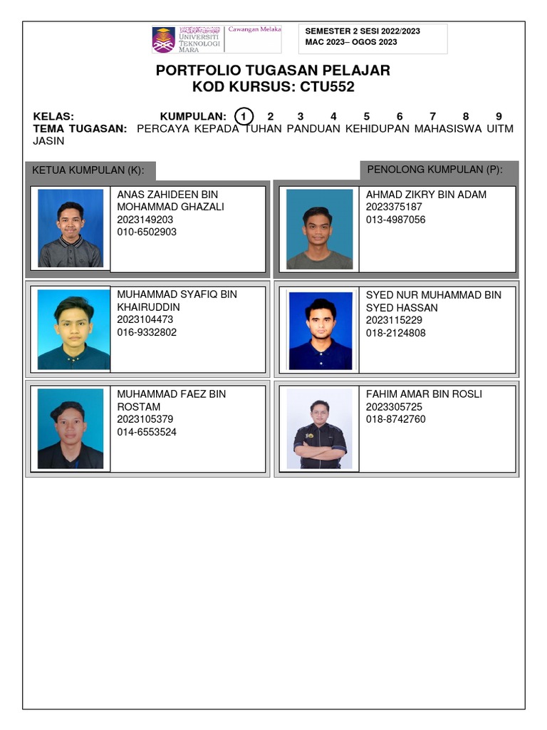 Contoh Portfolio Tugas Pelajar UITM | PDF