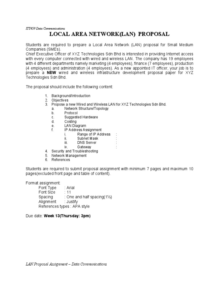 Individual Assignment - LAN Proposal ITT459 | PDF | Computer Network ...