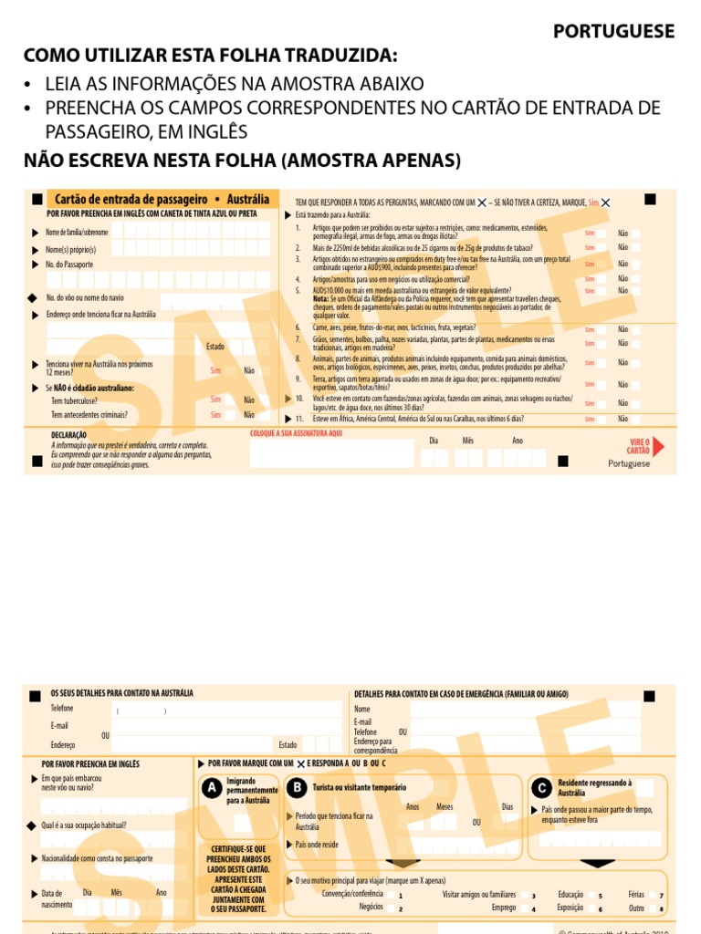 Ipc Sample Portuguese | PDF | Austrália | Passaporte