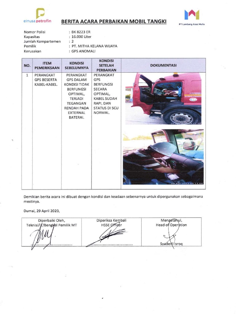 BA Perbaikan GPS MT 8223 ER | PDF