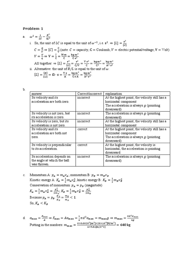 Physics Final Test Answers 2022 | PDF