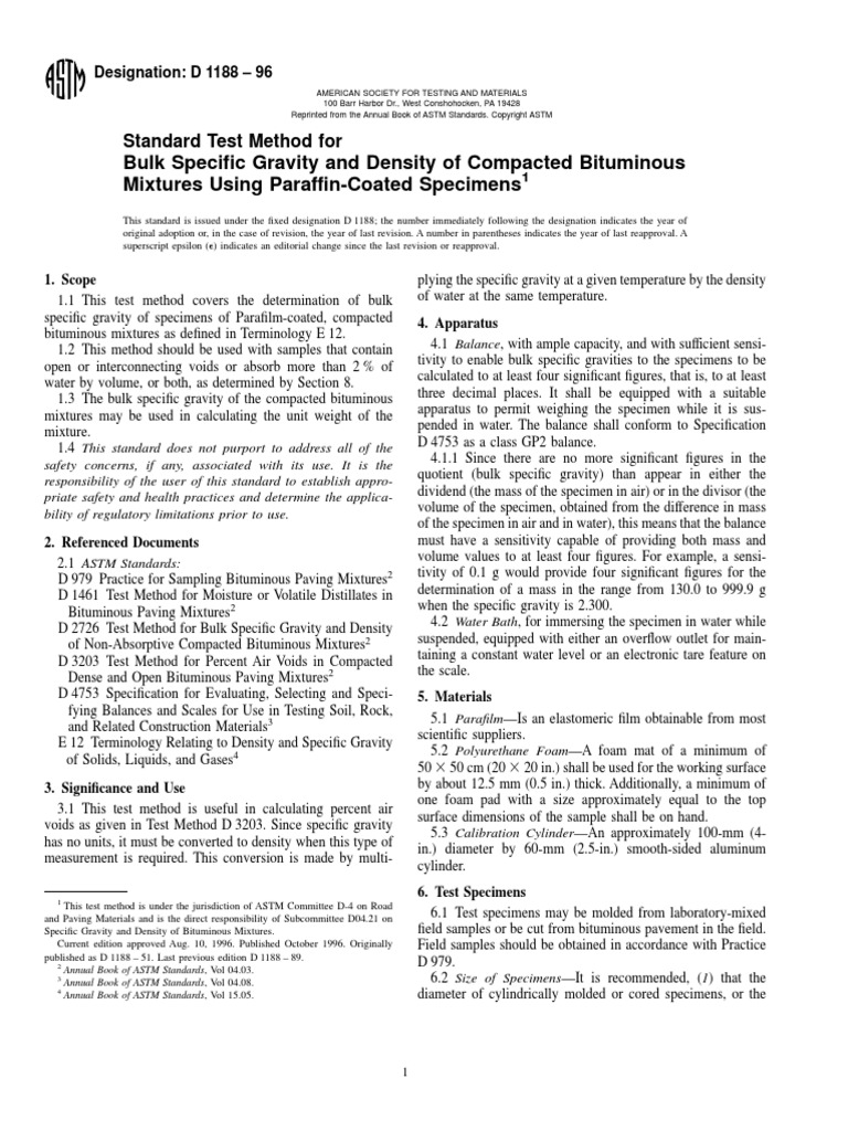Astm D 1188 | PDF