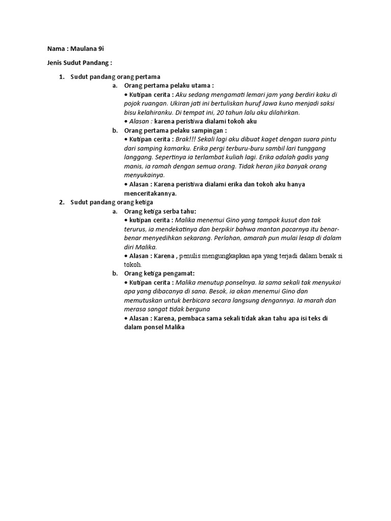 Tugas Jenis Sudut Pandang | PDF
