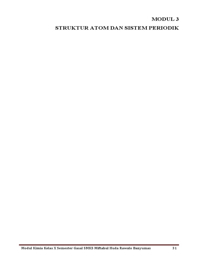 Struktur Atom dan Sistem Periodik Kimia | PDF | Metode & Bahan Ajar ...
