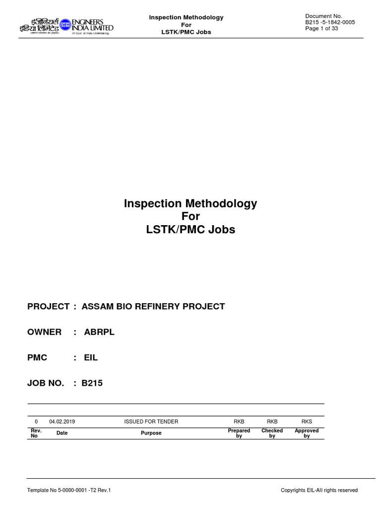 LSTK PMC Inspection Methodology For Assam Bio Refinery Project | PDF | Quality Assurance ...