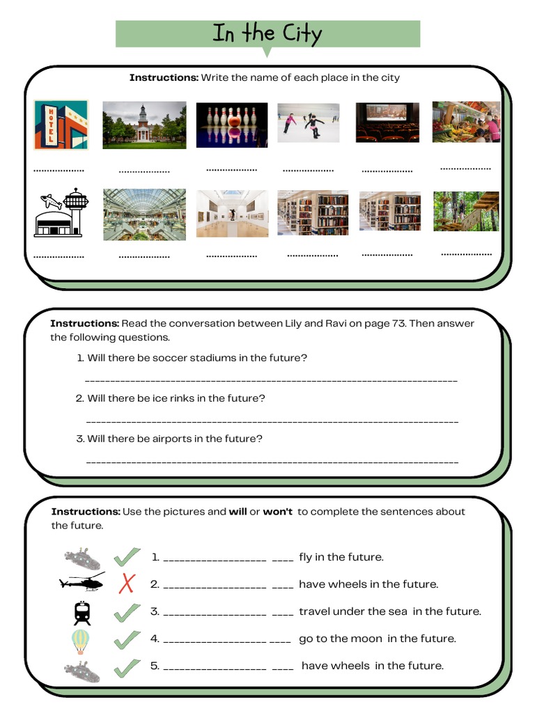 In The City Worksheet | PDF | Transport