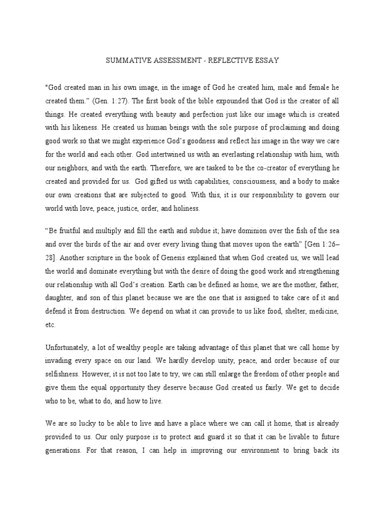 Justcre Reflective Essay | PDF | God | Image Of God