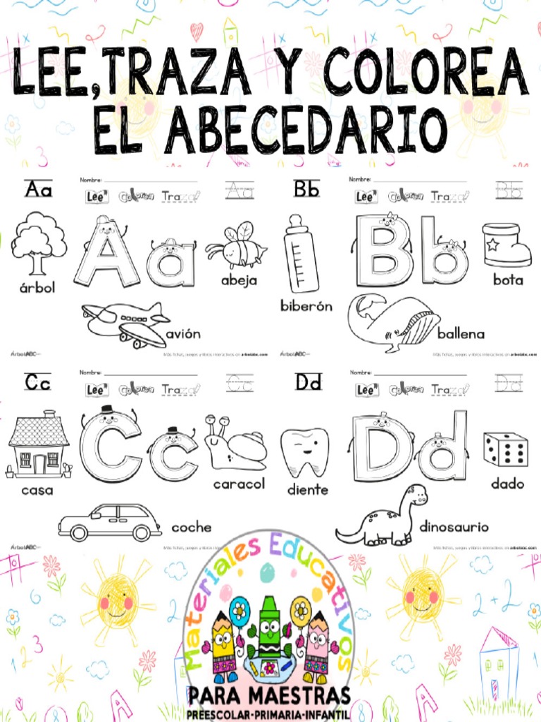 Cuaderno Lee, Traza y Colorea El Abecedario | PDF