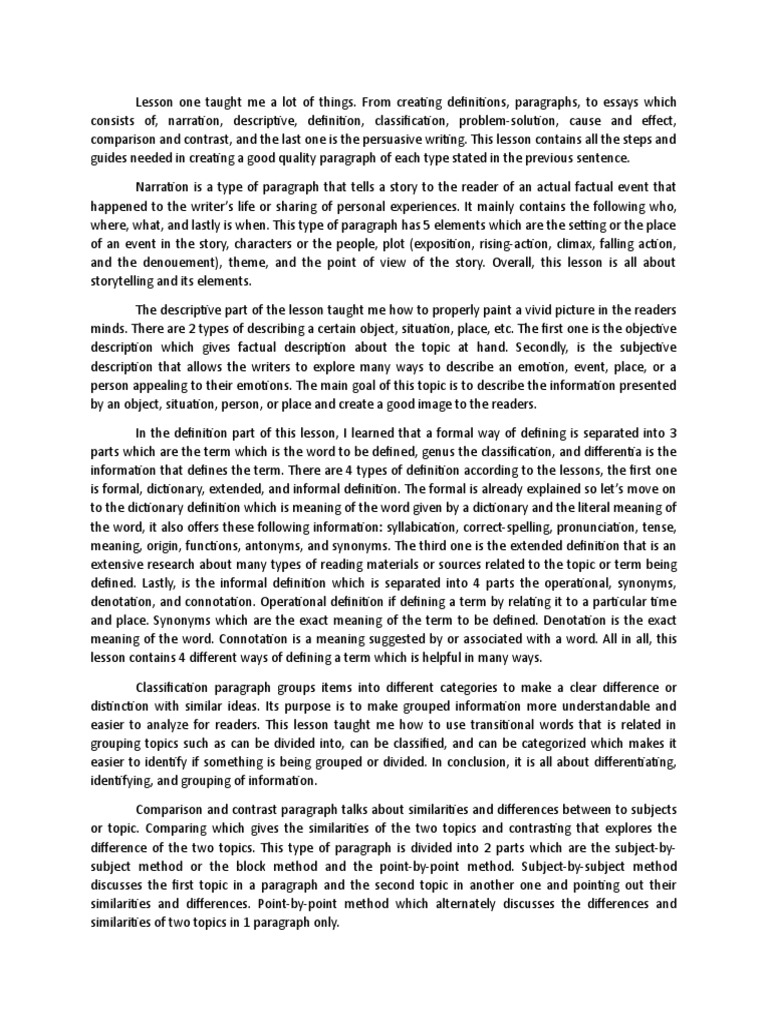 Reflection About Lesson 1 and 2 (READING AND WRITING) | PDF