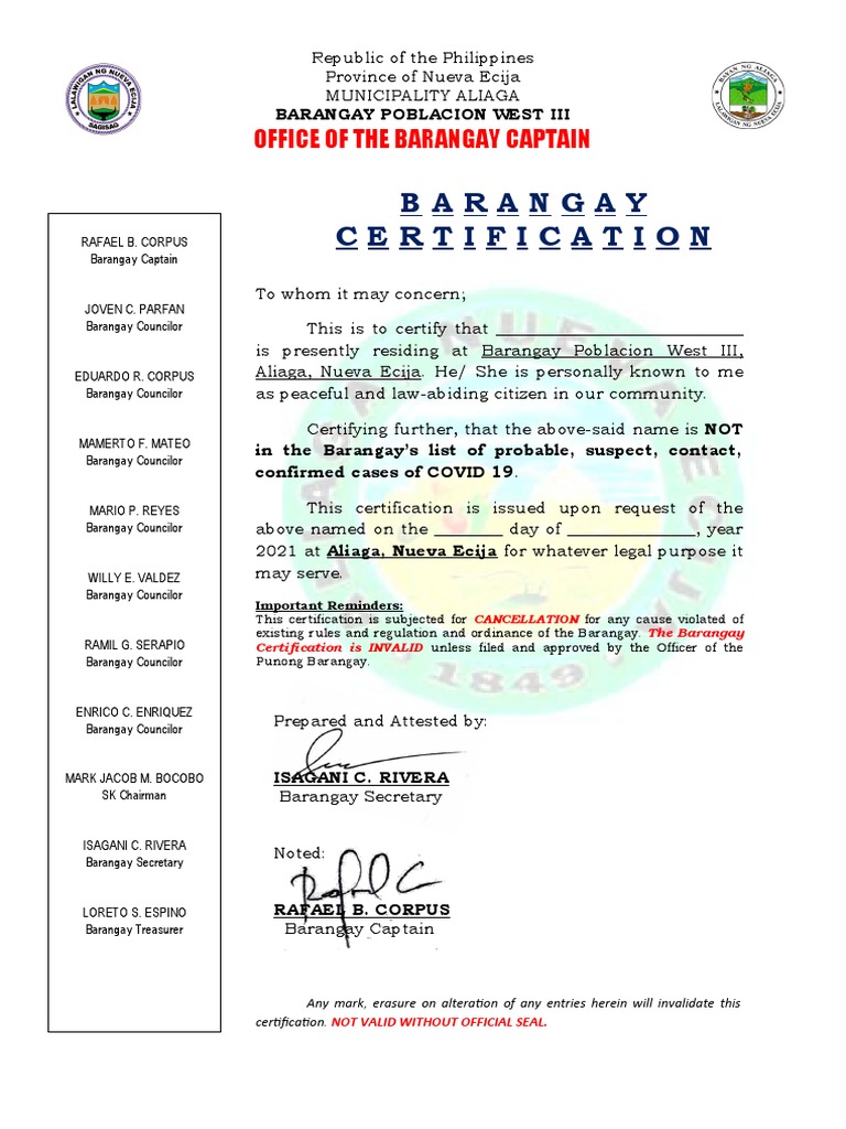 Barangay Clearance | PDF | Philippines