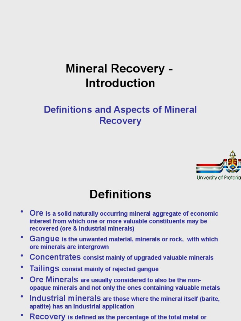 Mineral Recovery | PDF | Industrial Processes | Applied And ...