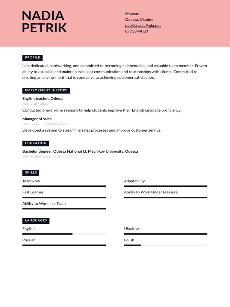 Nadia Petrik - Steward | PDF