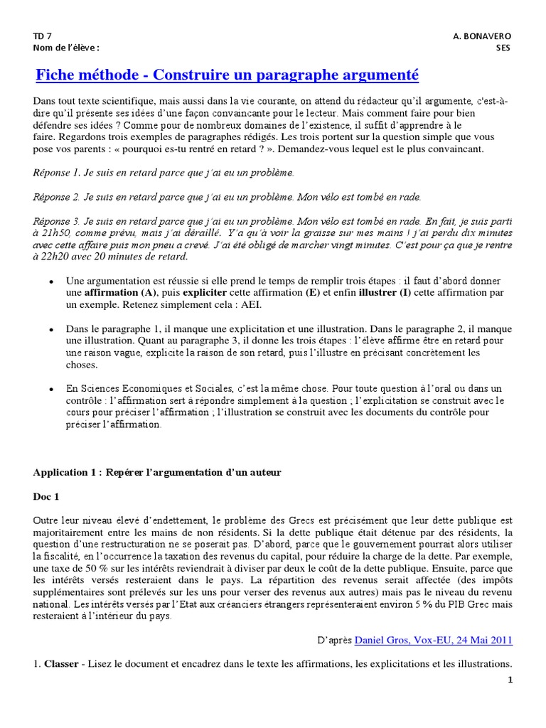 Fiche Méthode AEI Et Consignes | PDF