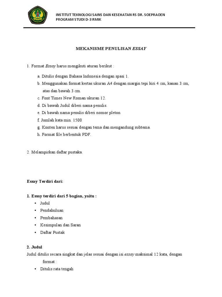 Mekanisme Penulisan Essay Ilmiah | PDF | Seni & Disiplin Bahasa