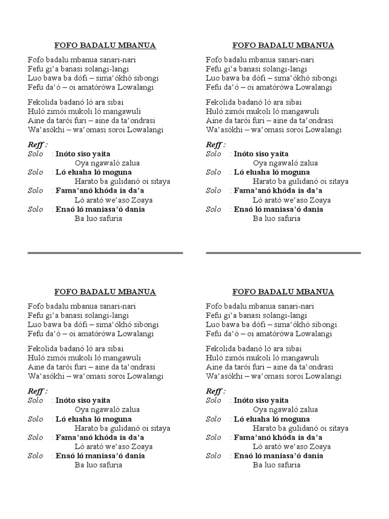 Fofo Badalu Mbanua | PDF