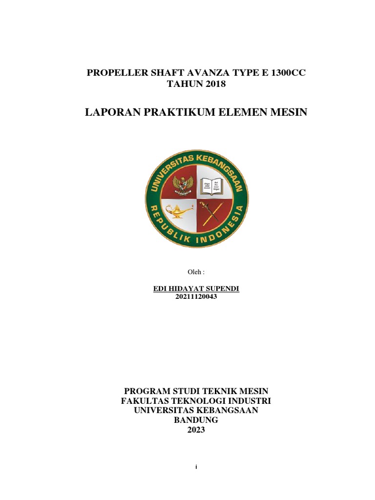 Analisis Poros Propeller Avanza 2018 | PDF