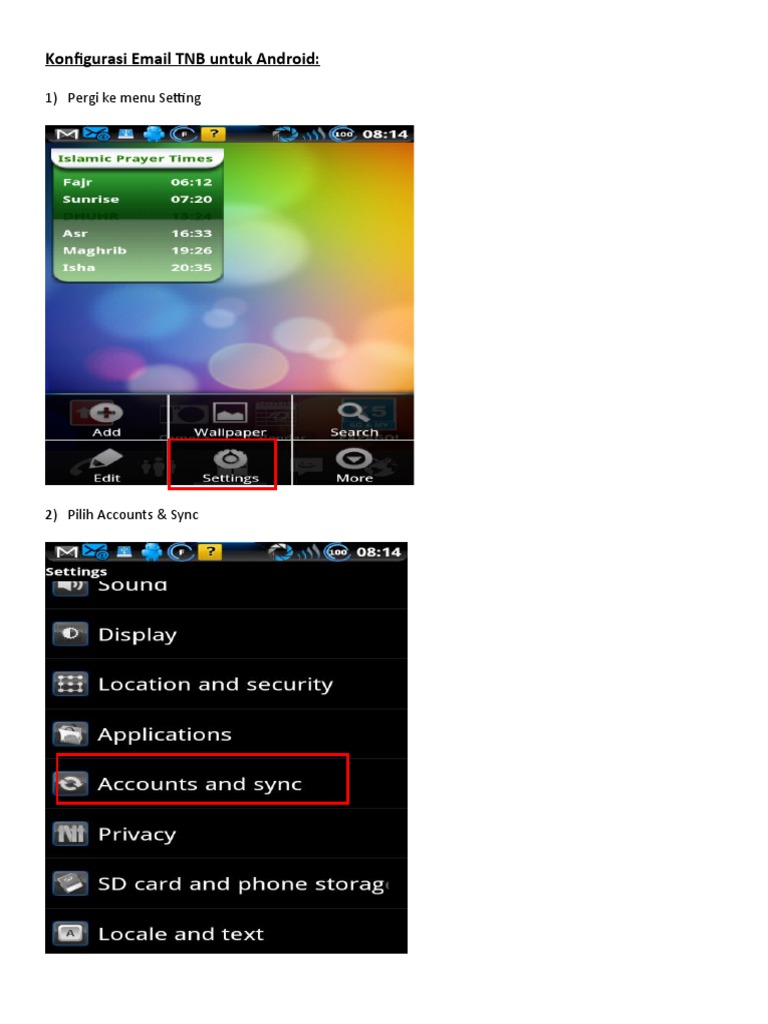 Android Setting Untuk TNB Email | PDF