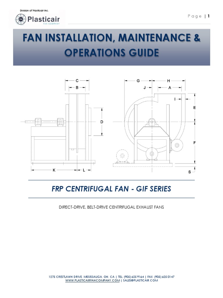 Installation & Operations Guide - Centrifugal Fan - Gif Series | PDF