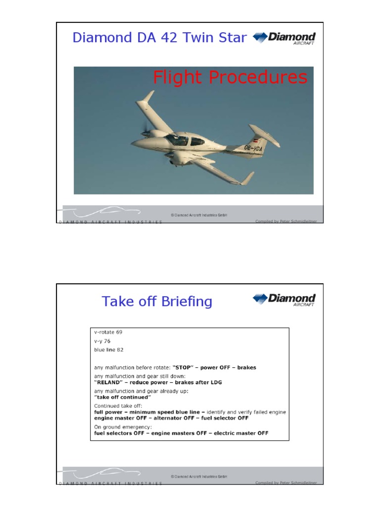 Diamond DA42 Briefing Handout | PDF | Aeronautics | Aviation Safety