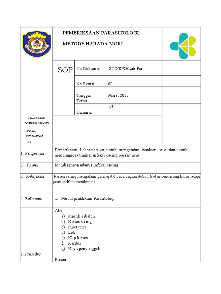 Sop-Pemeriksaan Feses-Haradamori | PDF | Sains & Matematika