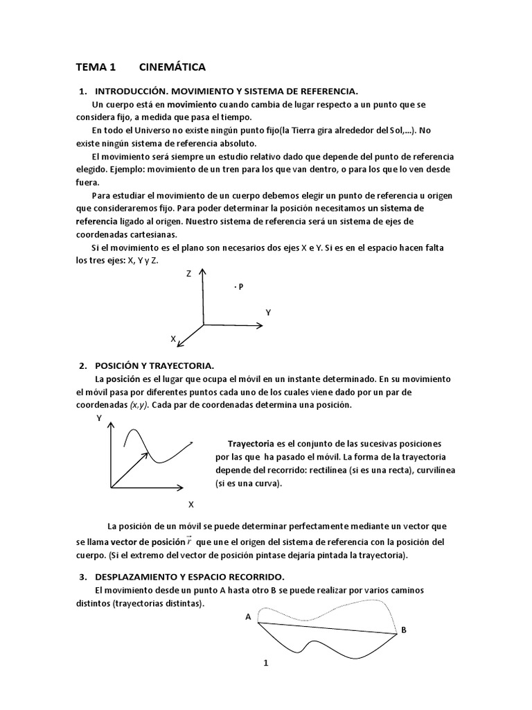 Tema 1 Cinemática: 1. Introducción. Movimiento Y Sistema de Referencia | PDF