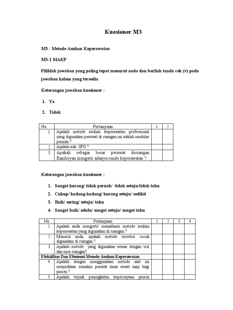 Kuesioner M3 | PDF