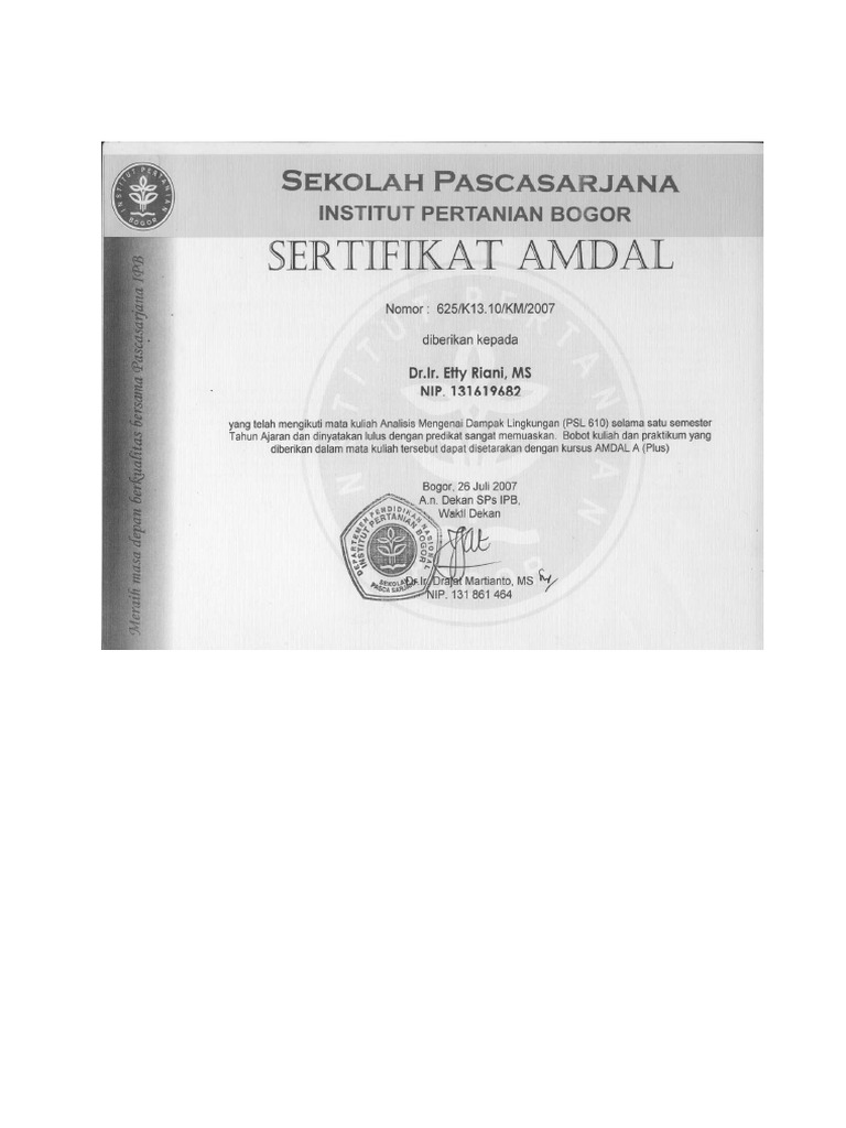 Sertifikat AMDAL | PDF