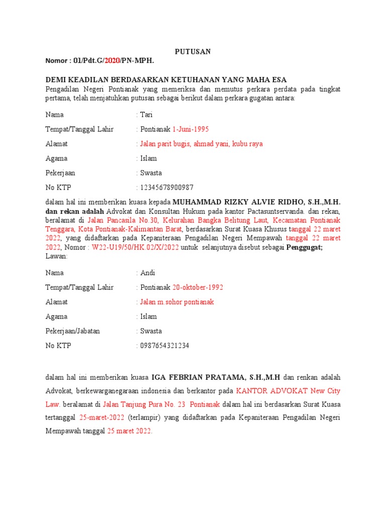 Putusan Perdata | PDF | Politik | Hukum