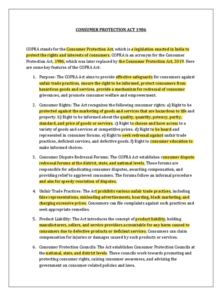Consumer Protection Act 1986 | PDF | Consumer Protection | Complaint