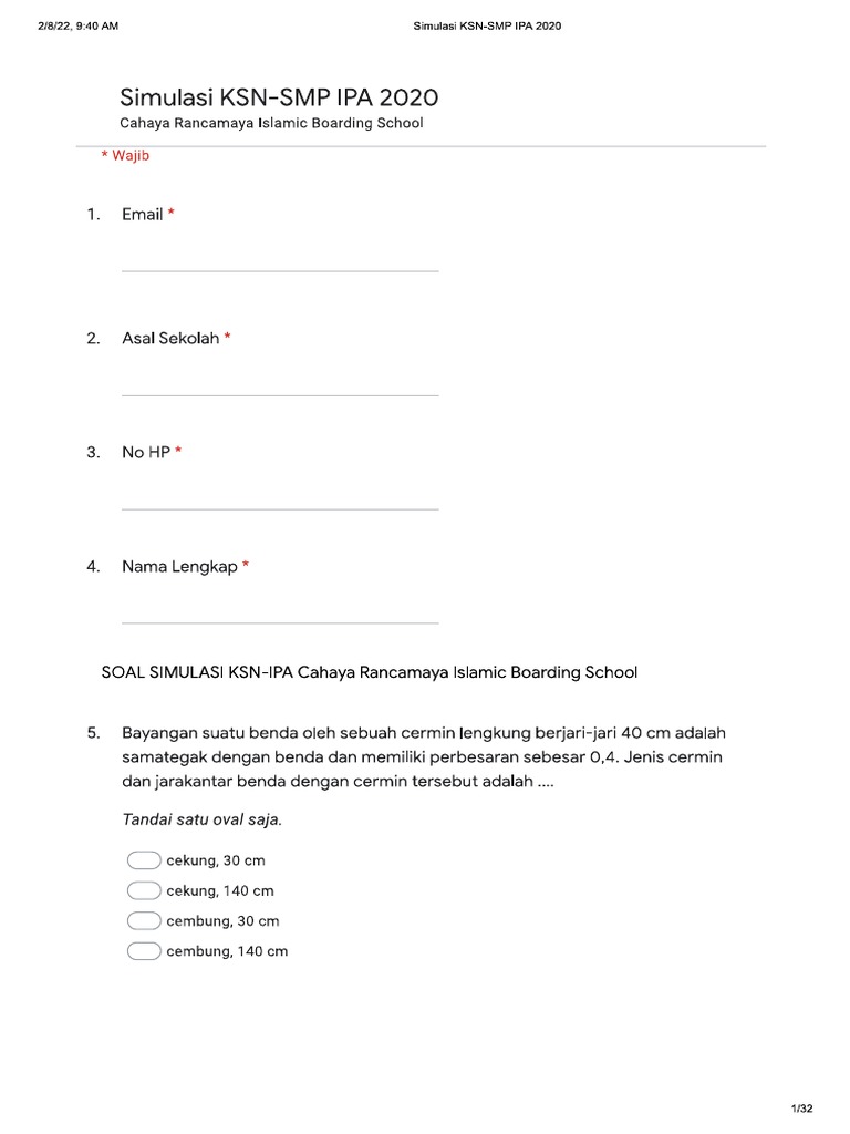 Simulasi KSN SMP | PDF