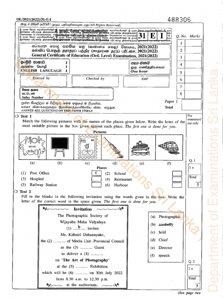 2021 OL English Language Past Paper and Answers | PDF