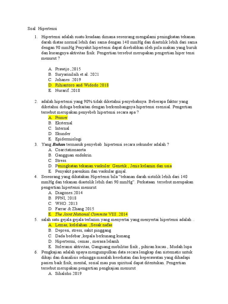 20 Soal Hipertensi | PDF