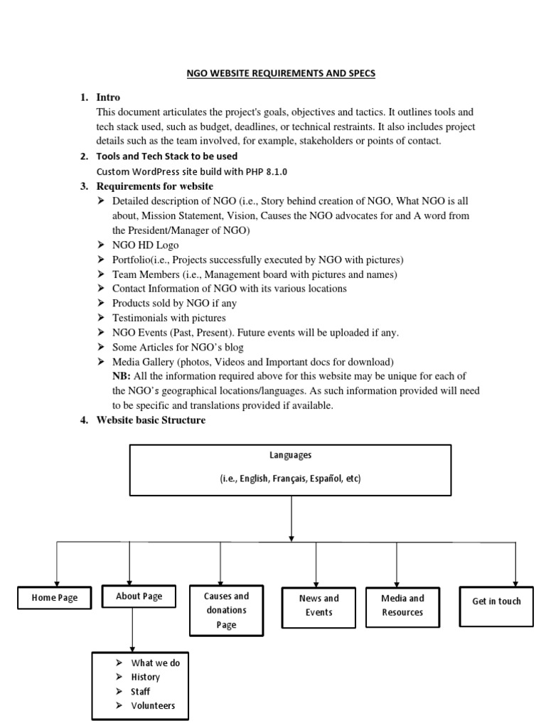 Ngo Website Requirements and Specs | PDF | Websites | Non Governmental ...