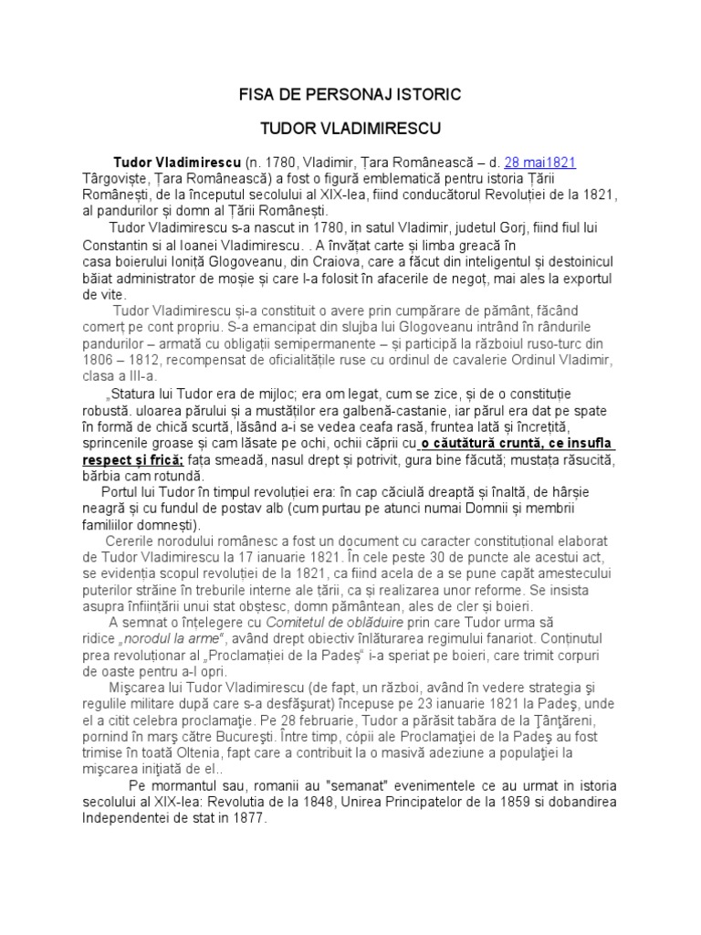 Fisa de Personaj Istoric | PDF