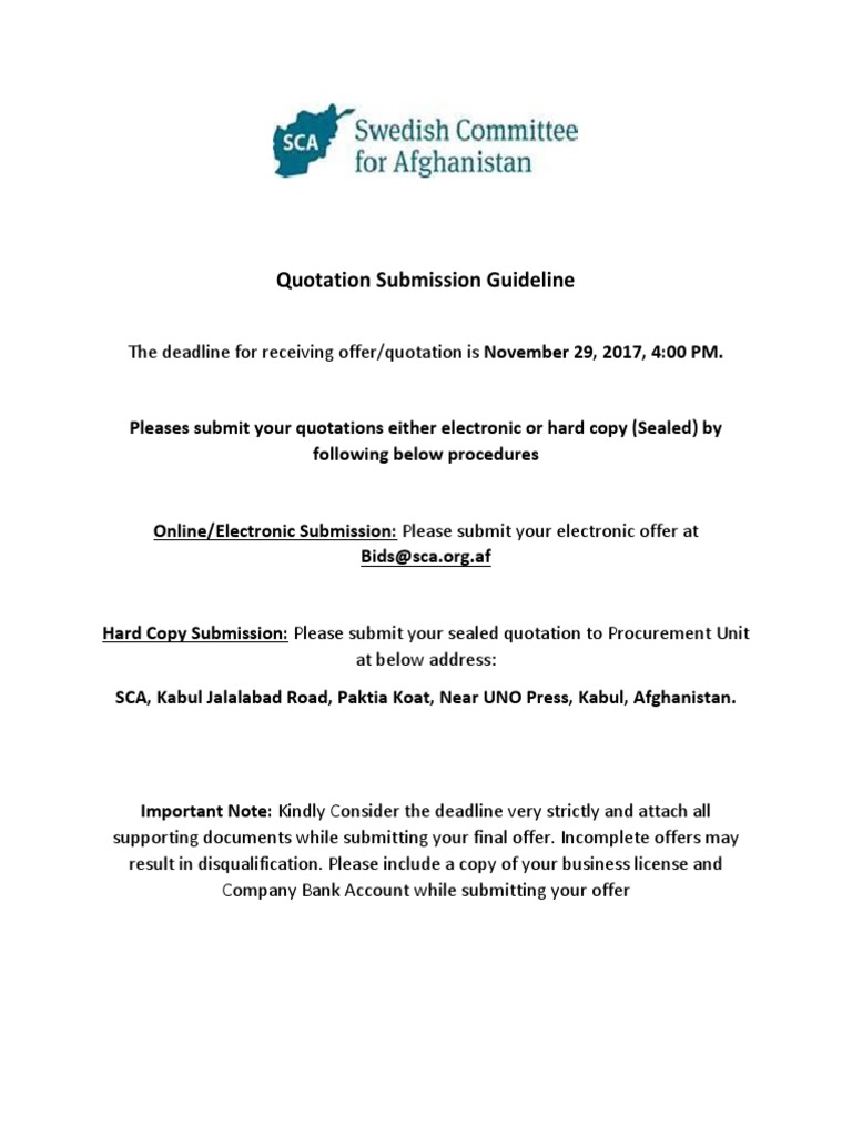 Quotation Submission Guideline | PDF | Prices | Business
