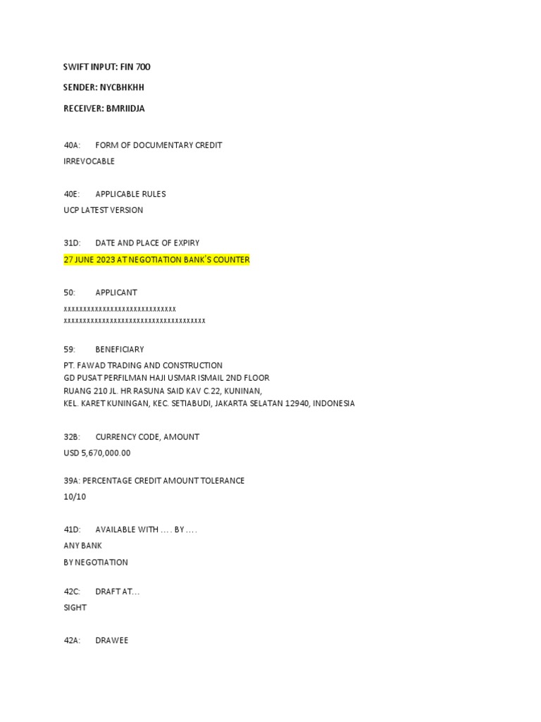 LC - Draft - 5000 Gar | PDF | Letter Of Credit | Bill Of Lading