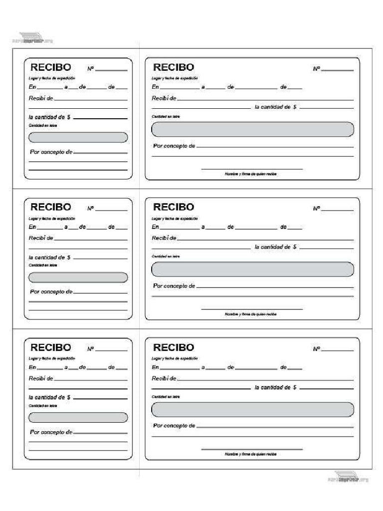 Plantillas de Recibos para Rellenar | PDF