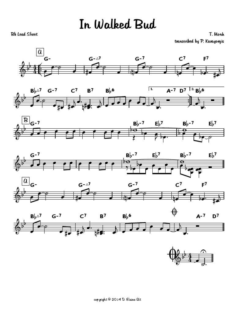 In Walked Bud Lead Sheet BB | PDF