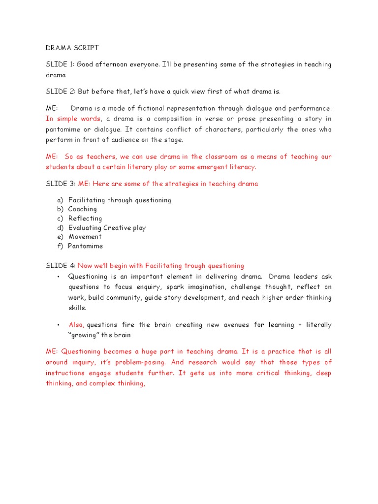 Drama Script | PDF | Thought | Critical Thinking