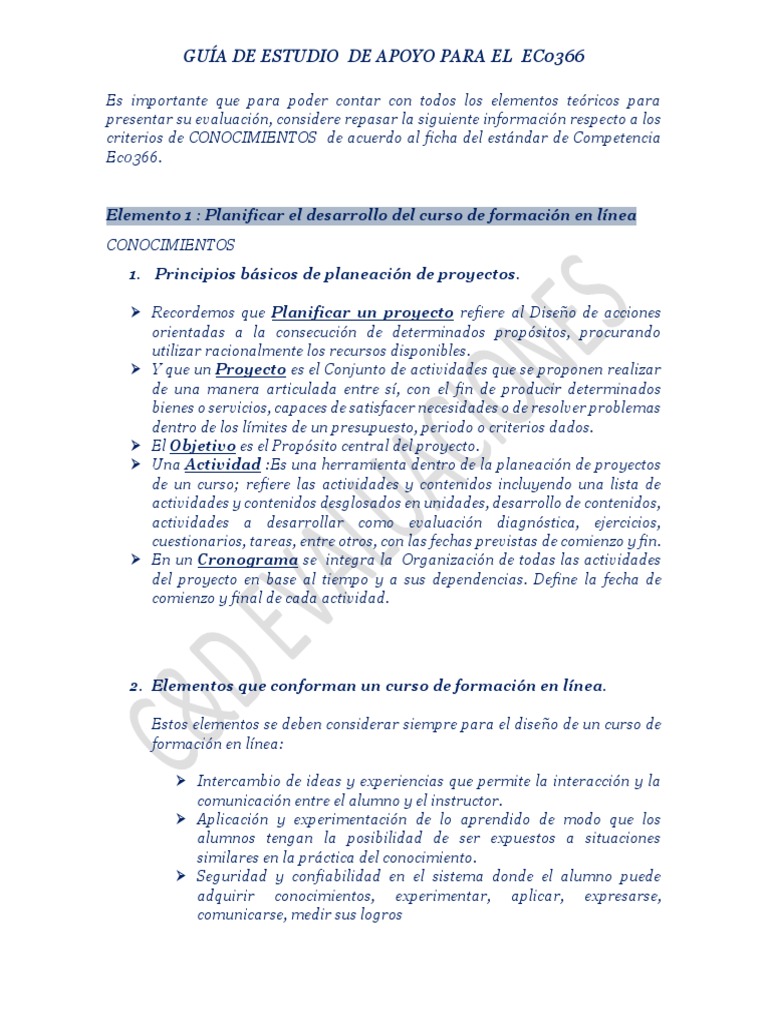 Guía de Estudio Ec0366 | PDF