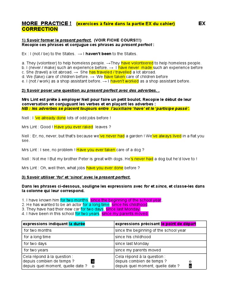 Ex-More Practice - Correction | PDF
