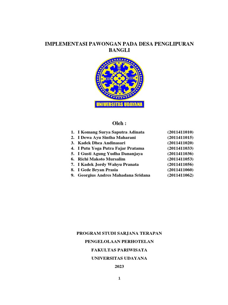 Implementasi Pawongan Pada Desa Penglipuran Bangli | PDF